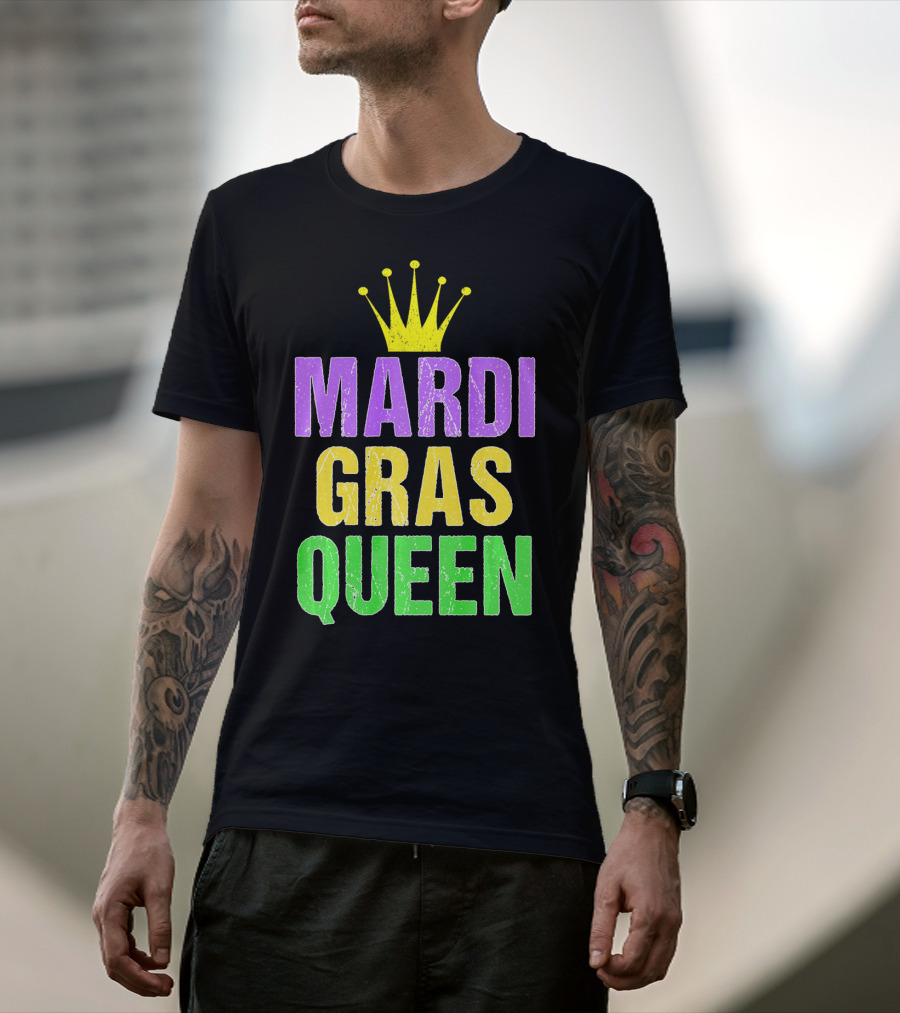 Mardi Gras Queen Mardi Gras Crown Purple Yellow Green T-Shirt