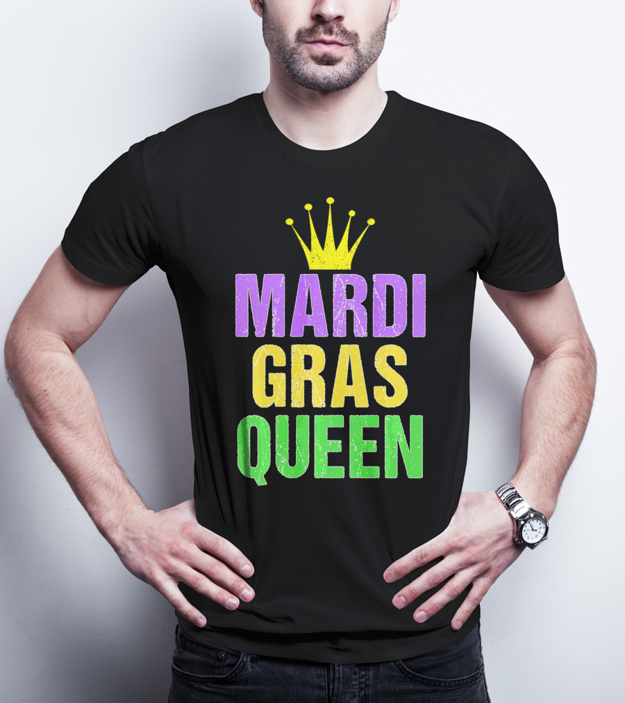 Mardi Gras Queen Mardi Gras Crown Purple Yellow Green T-Shirt