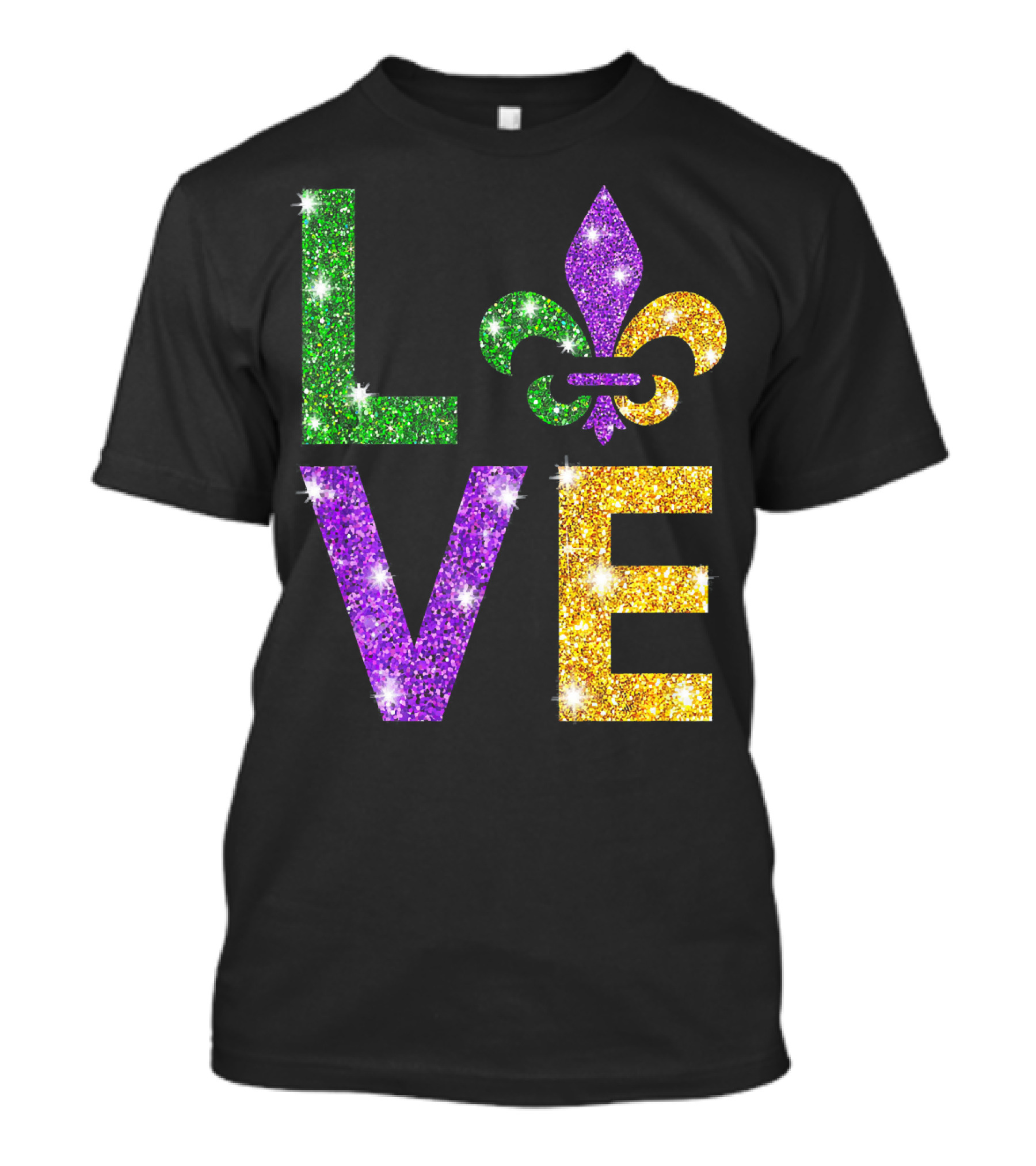 LOVE Mardi Gras Fleur-de-Lis Sparkling Colors T-Shirt