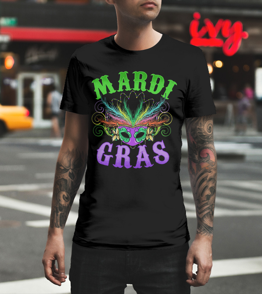 Mardi Gras Feather Mask Festival T-Shirt