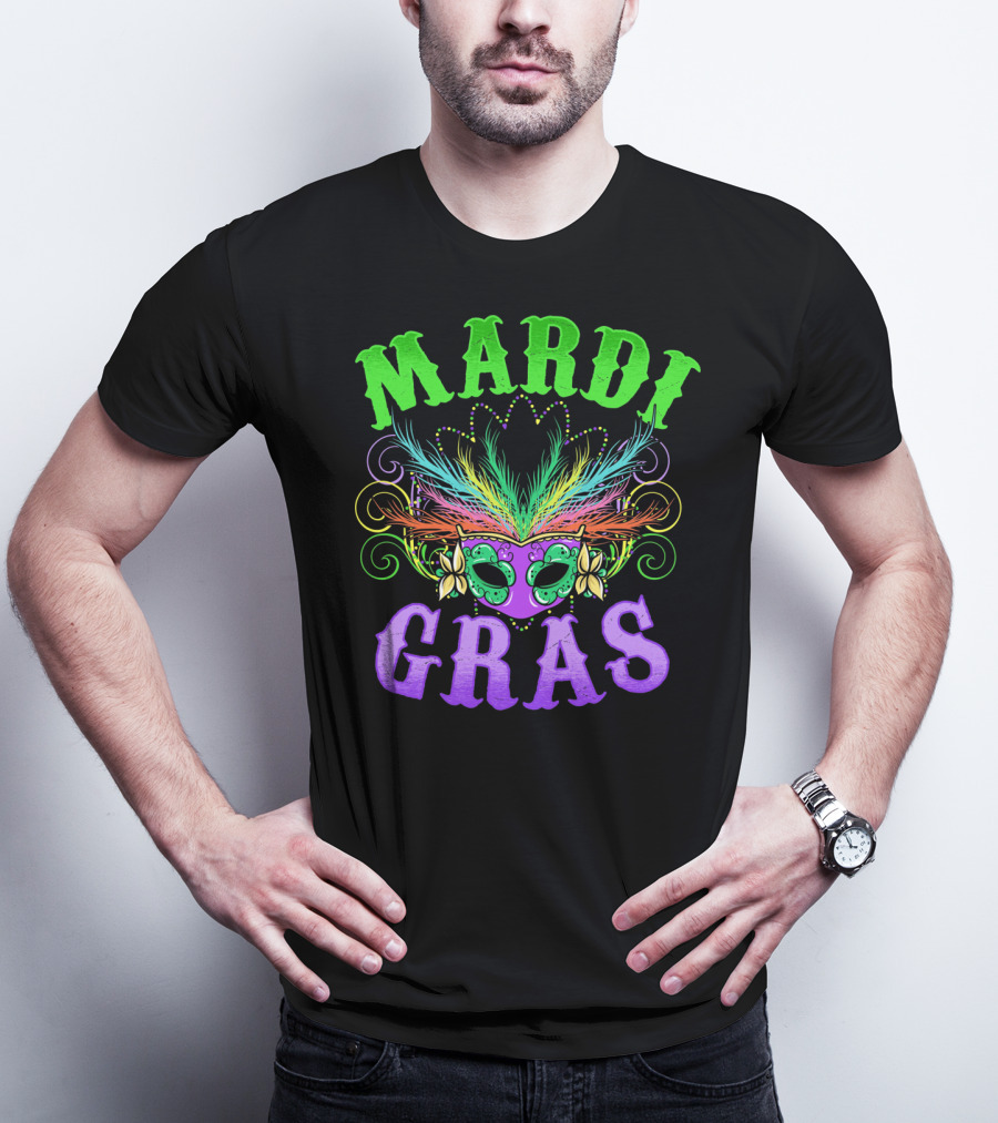 Mardi Gras Feather Mask Festival T-Shirt