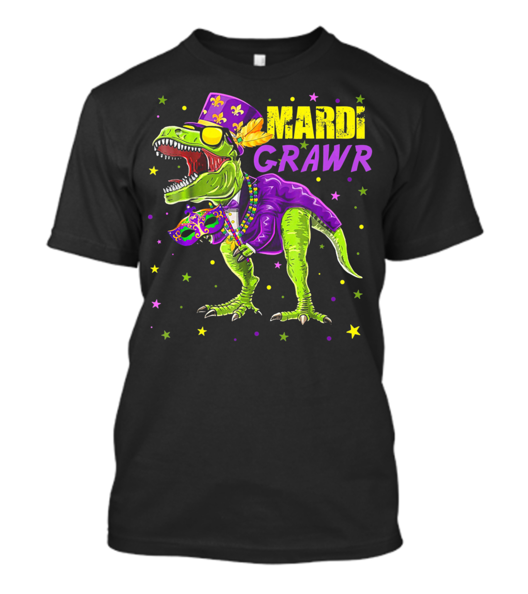 Kids Mardi Gras Dinosaur Mardi Grawr Rex Bea T-Shirt