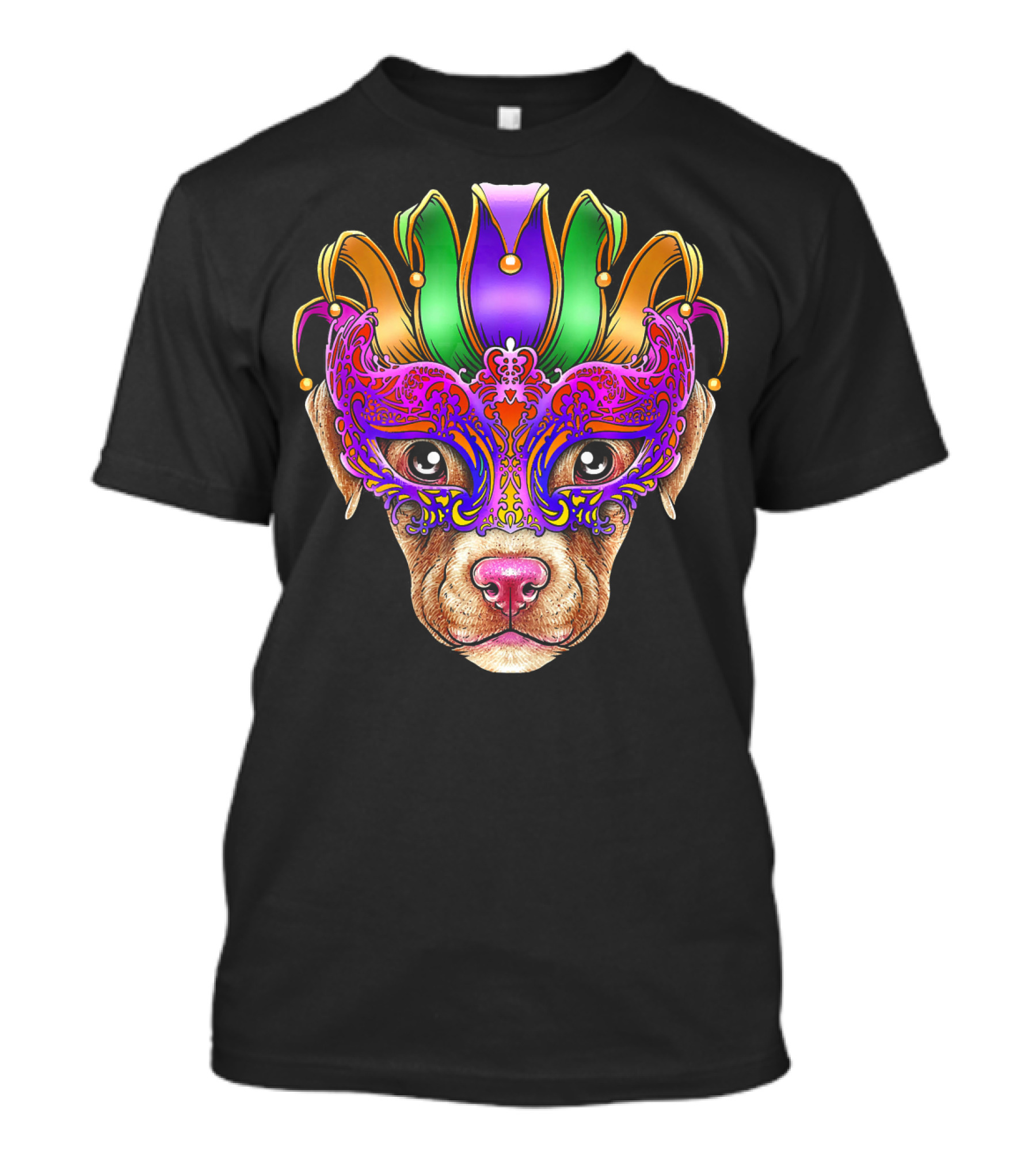 Pitbull Dog Jester Mask Mardi Gras T-Shirt