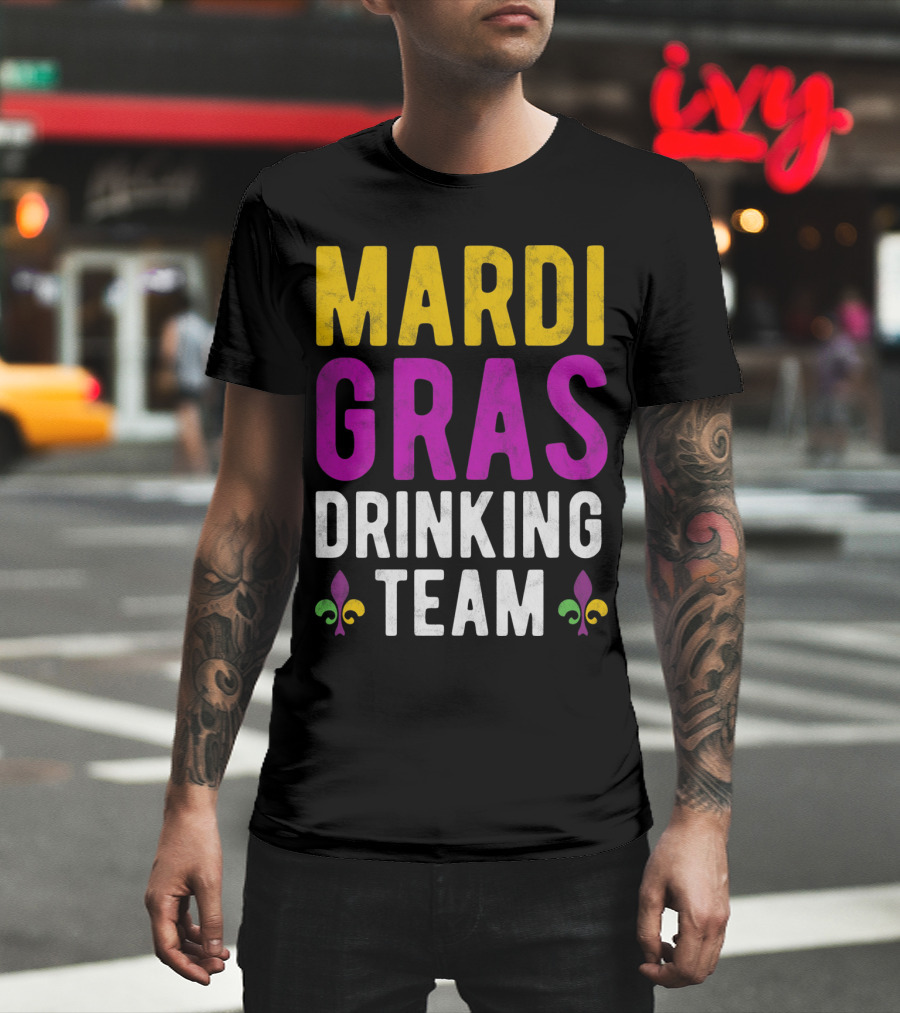 Mardi Gras Drinking Team New Orleans Fleur-de-Lis T-Shirt