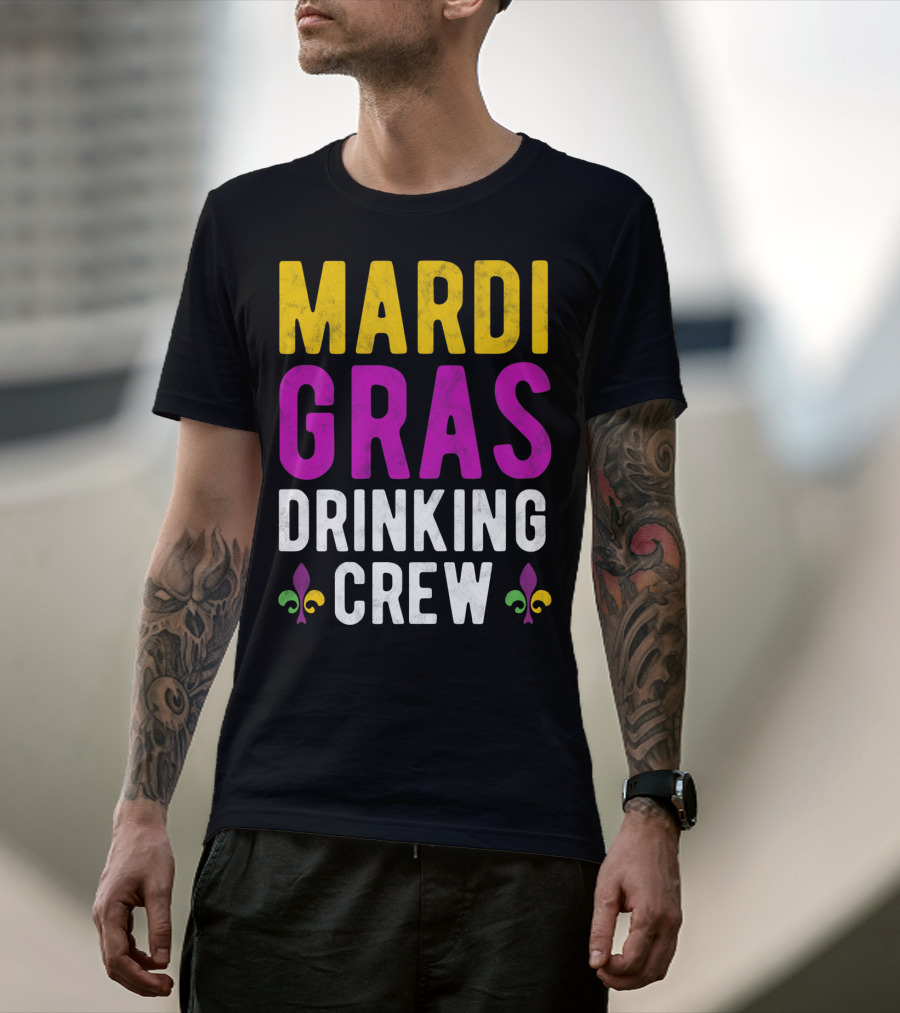 Mardi Gras Drinking Crew Fleur De Lis T-Shirt