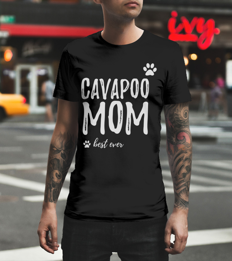 Cavapoo Mom Best Ever Paw Prints T-Shirt