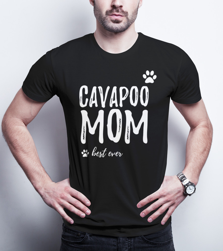 Cavapoo Mom Best Ever Paw Prints T-Shirt