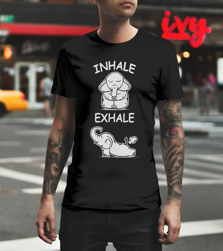 Inhale Exhale Cute Elephant Yoga Lover Meditation T-Shirt
