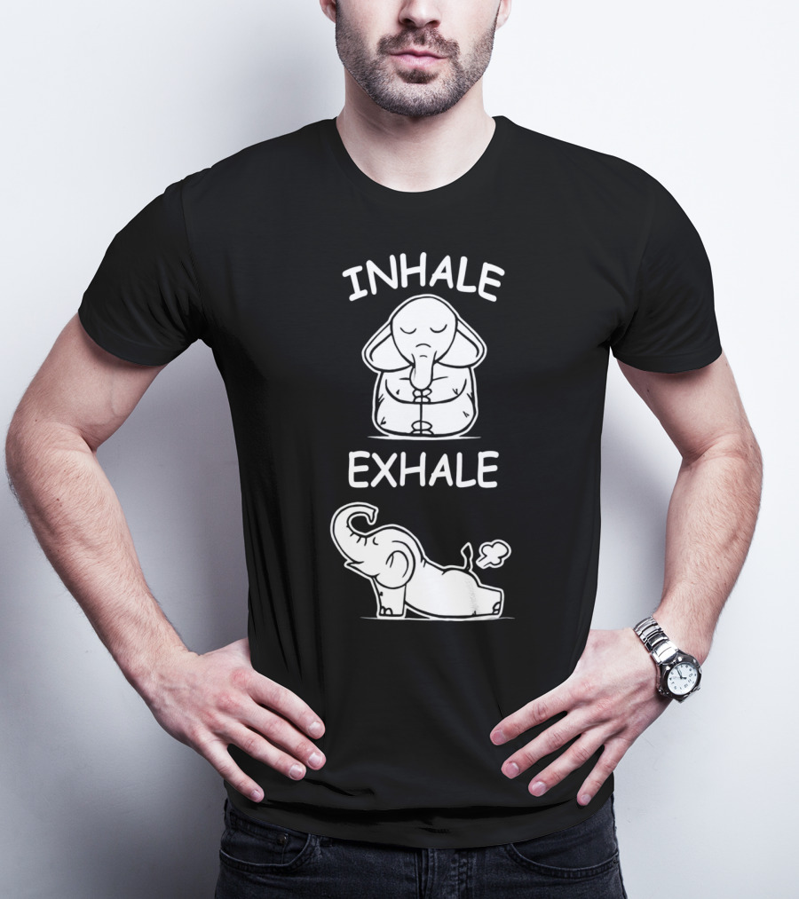 Inhale Exhale Cute Elephant Yoga Lover Meditation T-Shirt