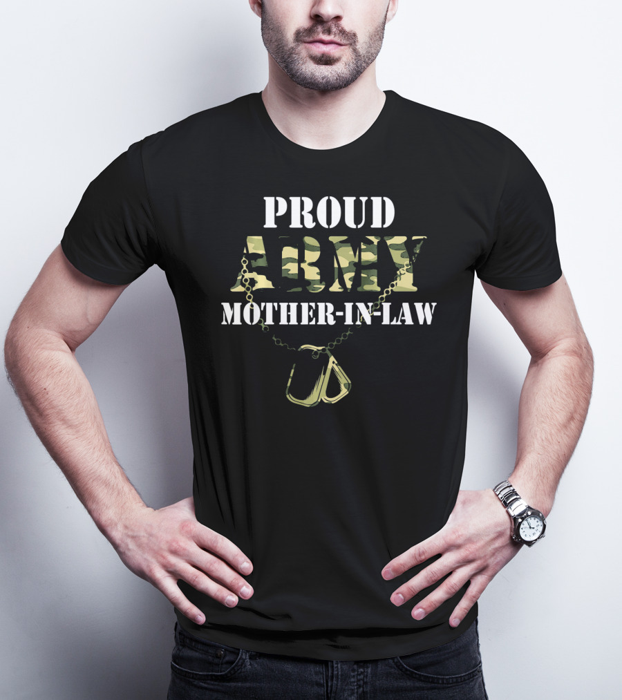Proud Army Mother-In-Law Camouflage Dog Tags T-Shirt