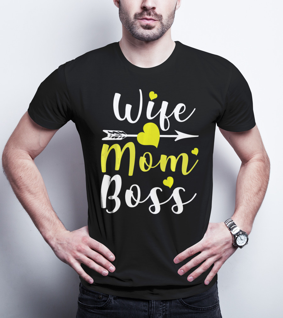 Wife Mom Boss Arrow Heart T-Shirt