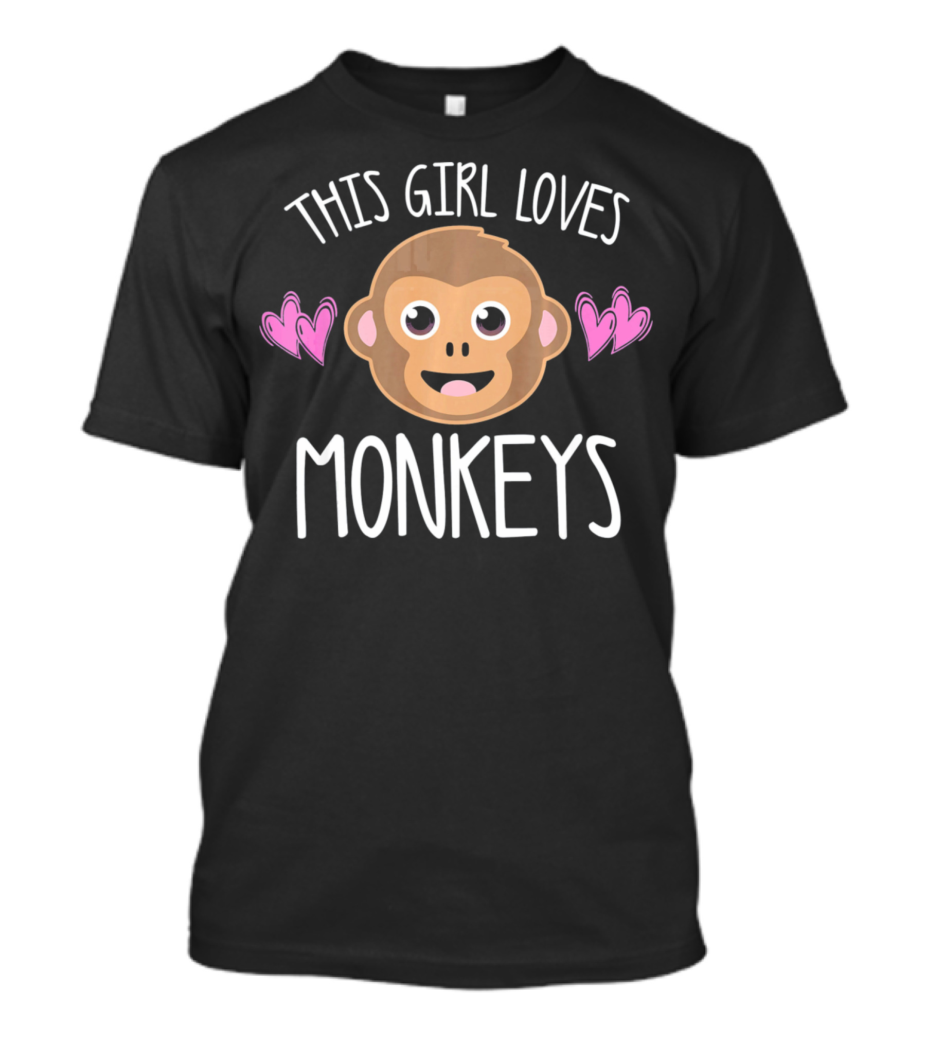 THIS GIRL LOVES MONKEYS Monkey Face With Hearts T-Shirt