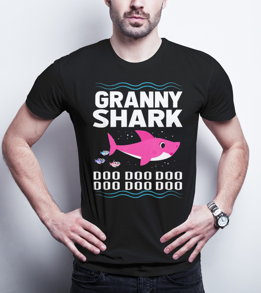 Granny Shark Doo Doo Doo Doo Pink Funny Baby Shark T-Shirt