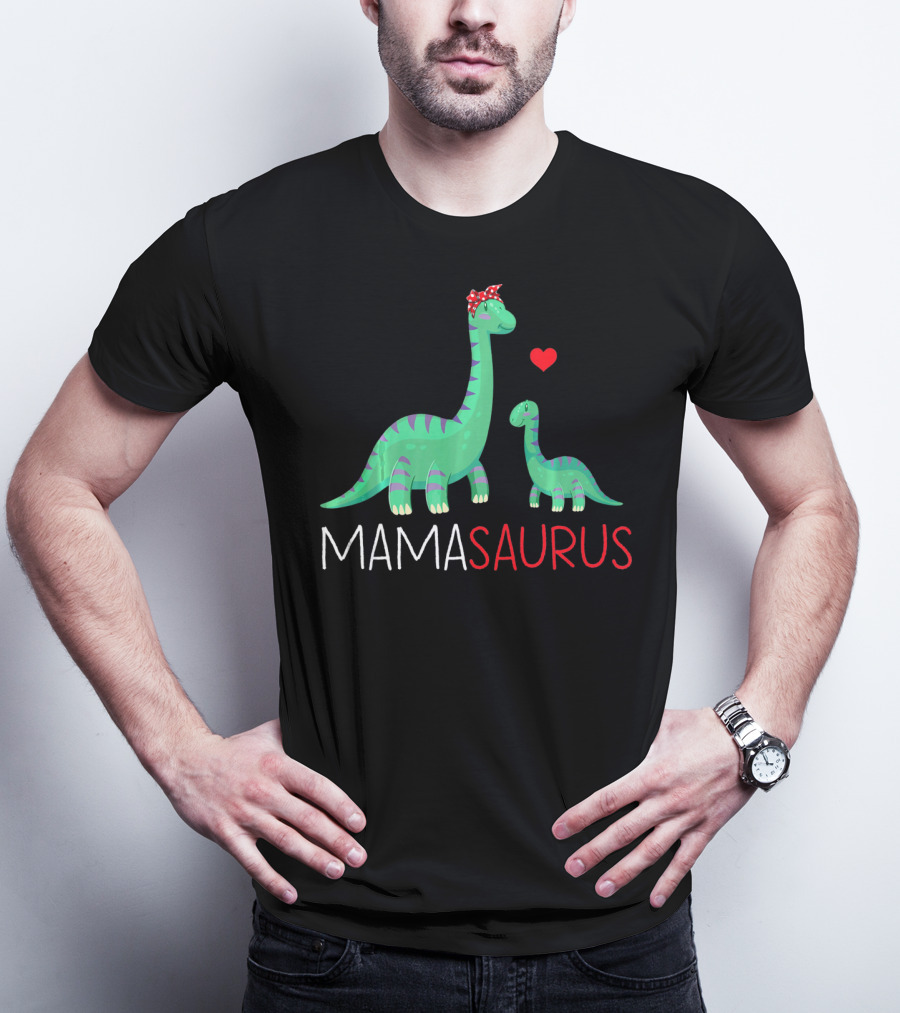 Mamasaurus Rex Mama Saurus Dinosaurs With Heart And Bow T-Shirt