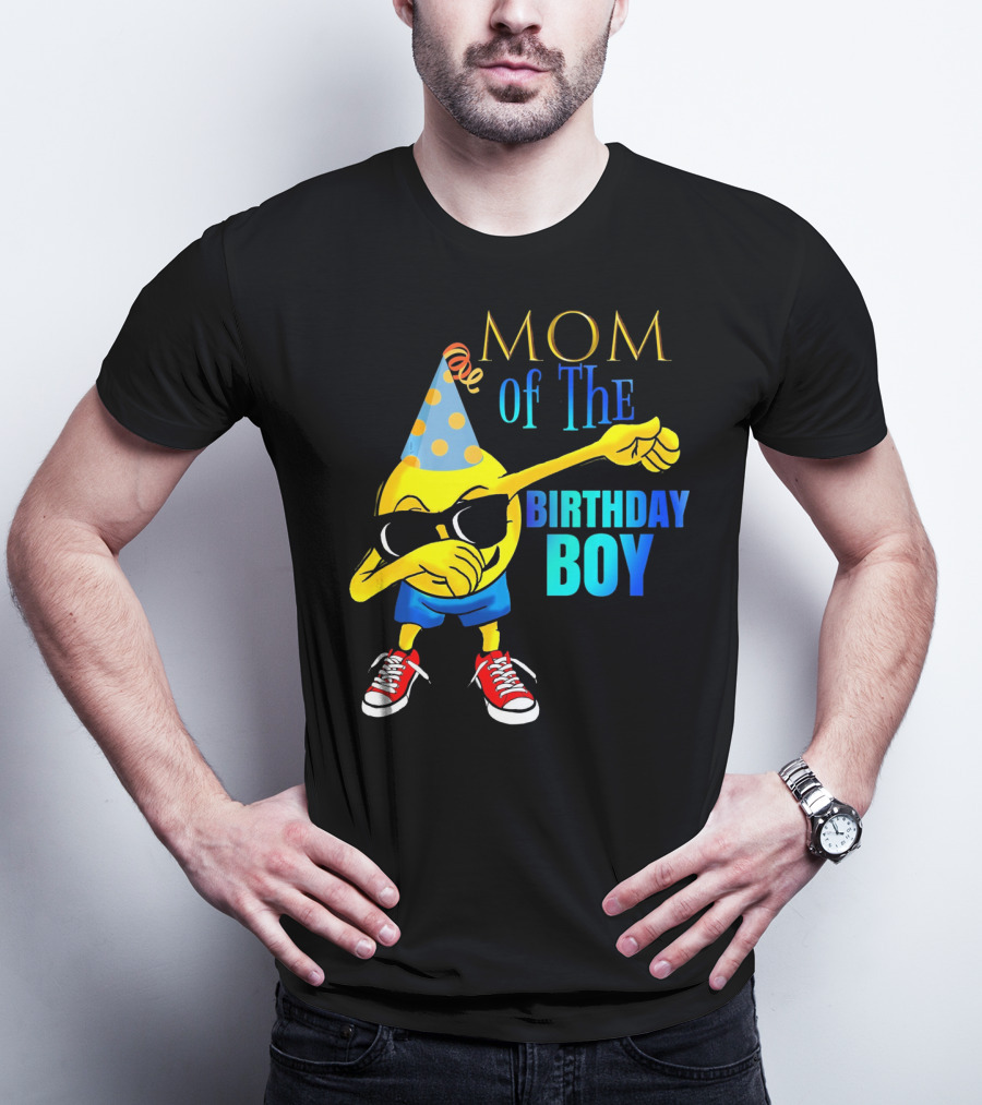 MOM Of The Birthday Boy Dancing Dabbing Emoji T-Shirt