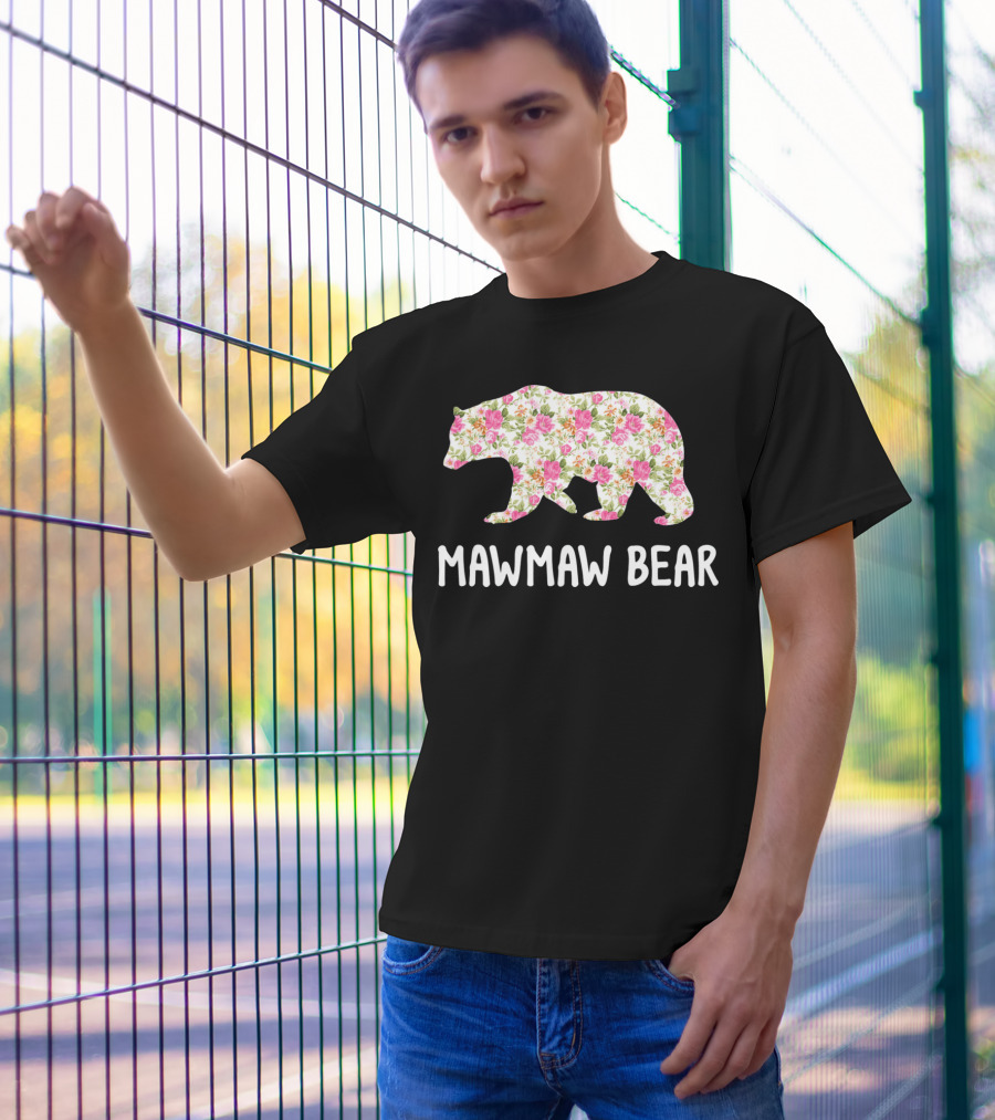 Mawmaw Bear Floral Grandmother T-Shirt