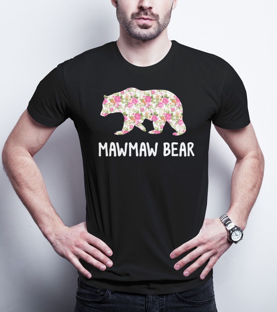 Mawmaw Bear Floral Grandmother T-Shirt