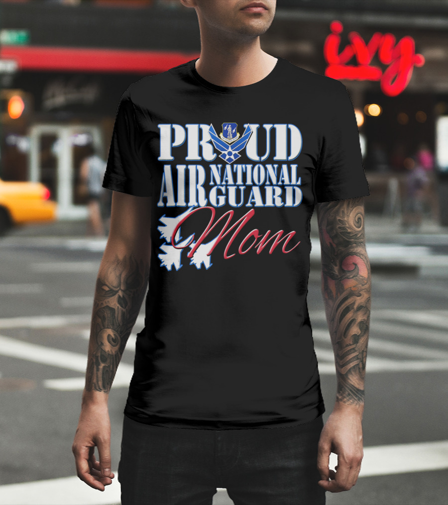 Proud Air National Guard Mom USAF Emblem With Jet T-Shirt