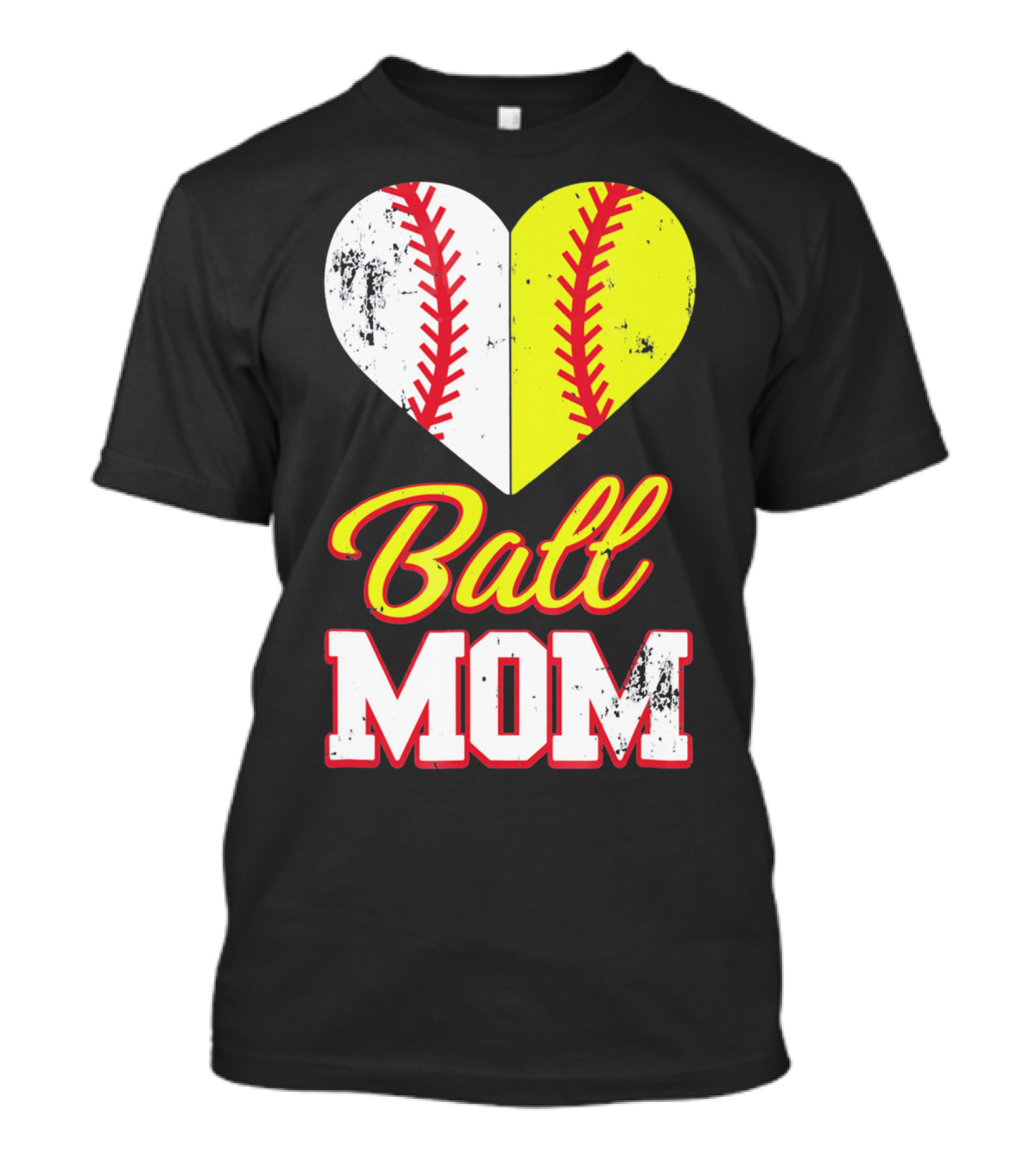 Funny Softball Mom Ball Mom Heart T-Shirt