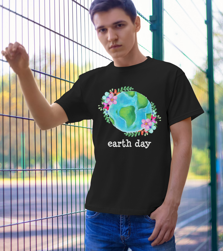 Earth Day Floral Globe Mother Nature T-Shirt