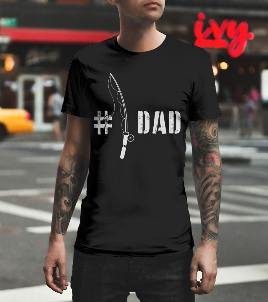 1 Dad Fishing Daddy Fat Funny Fisherman T-Shirt