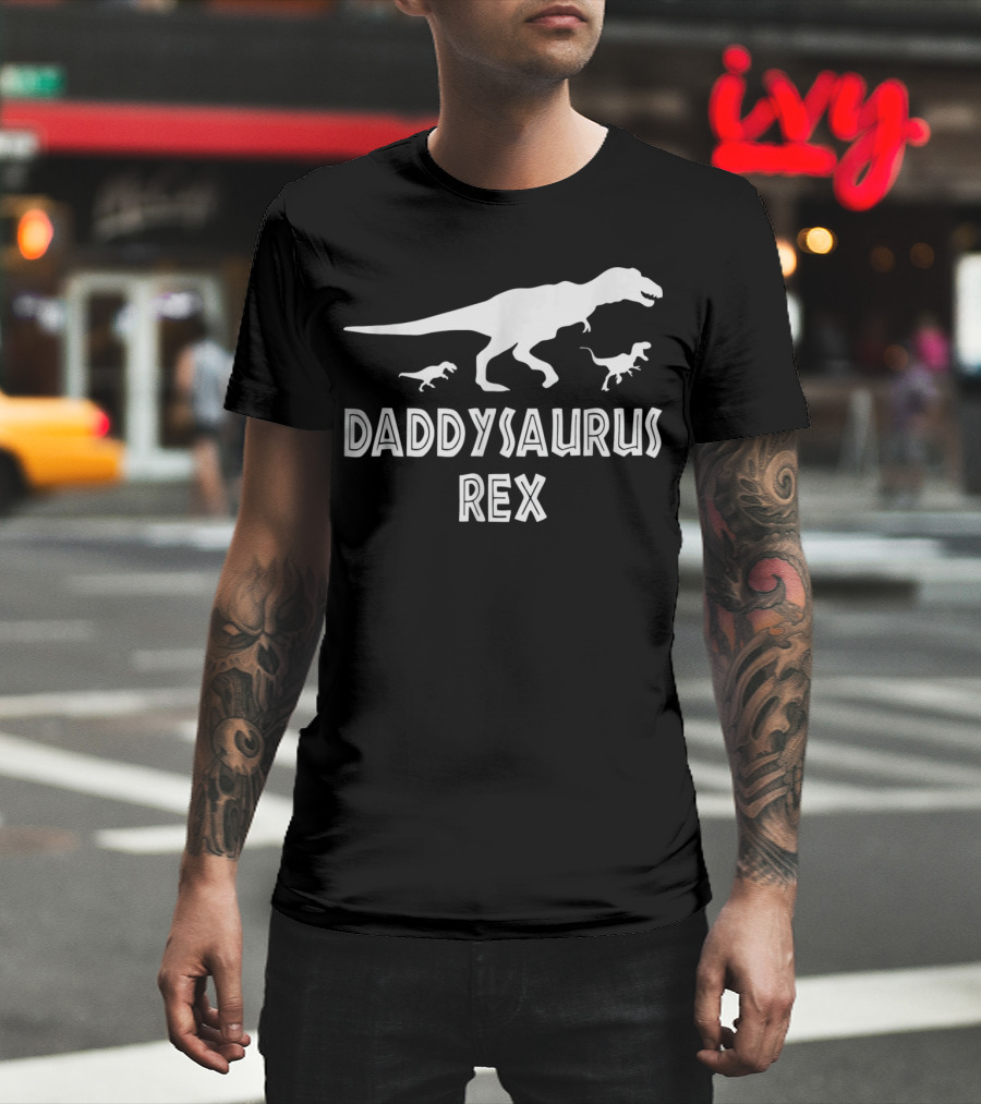 Mens Daddysaurus Rex Funny Dinosaur Dad Father's Day T-Rex T-Shirt