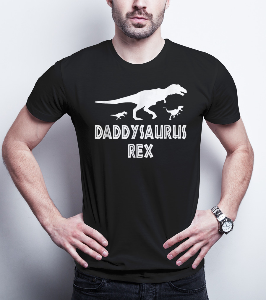 Mens Daddysaurus Rex Funny Dinosaur Dad Father's Day T-Rex T-Shirt