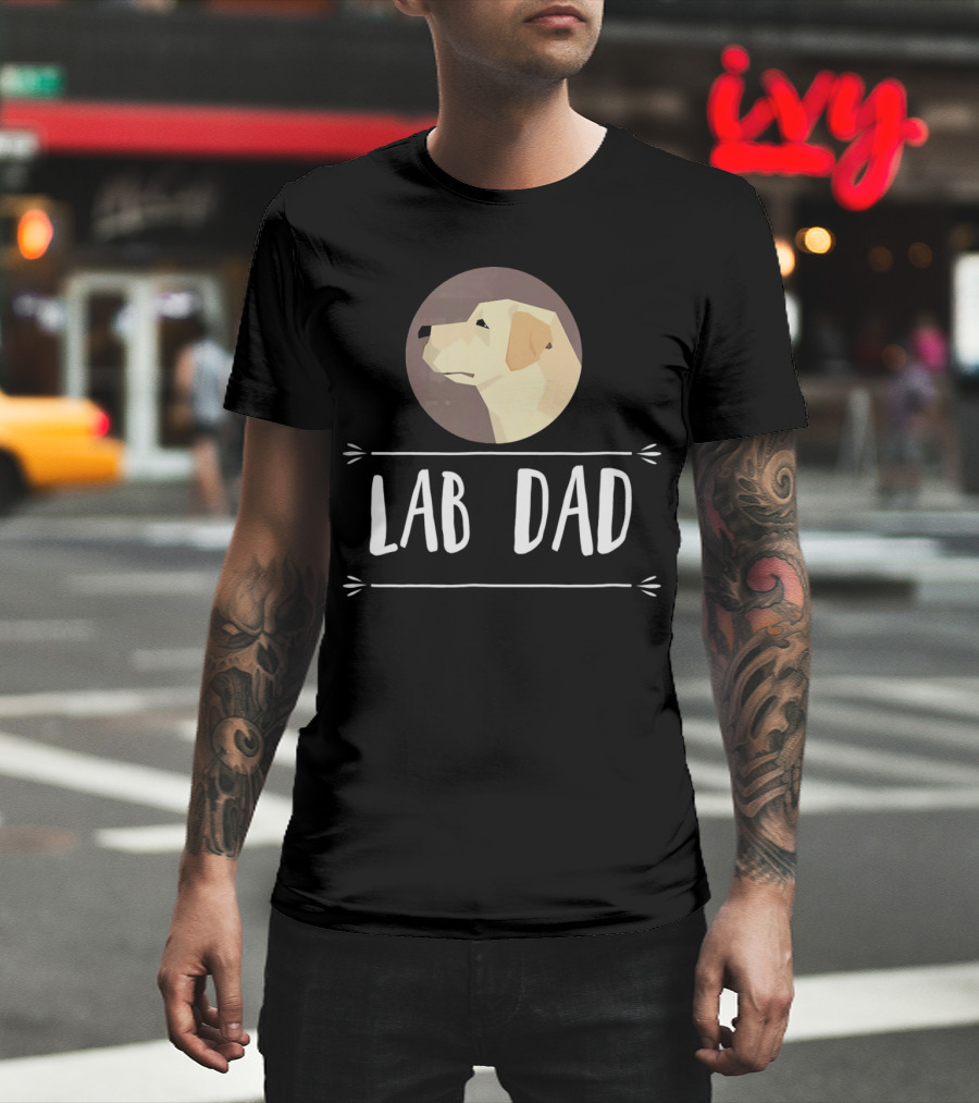 Lab Dad Yellow Labrador Retriever Dog Circle Emblem T-Shirt