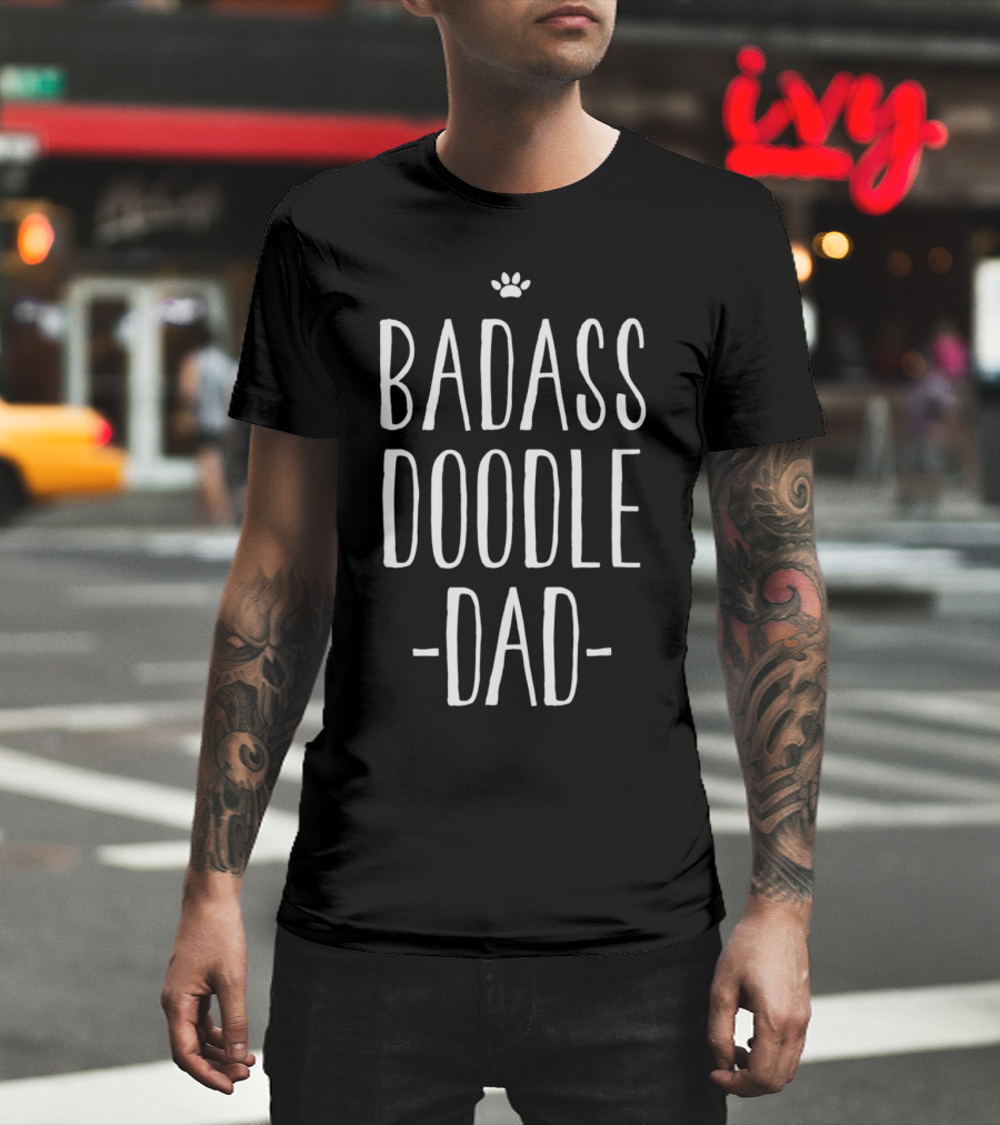 BADASS DOODLE DAD Paw Prints T-Shirt