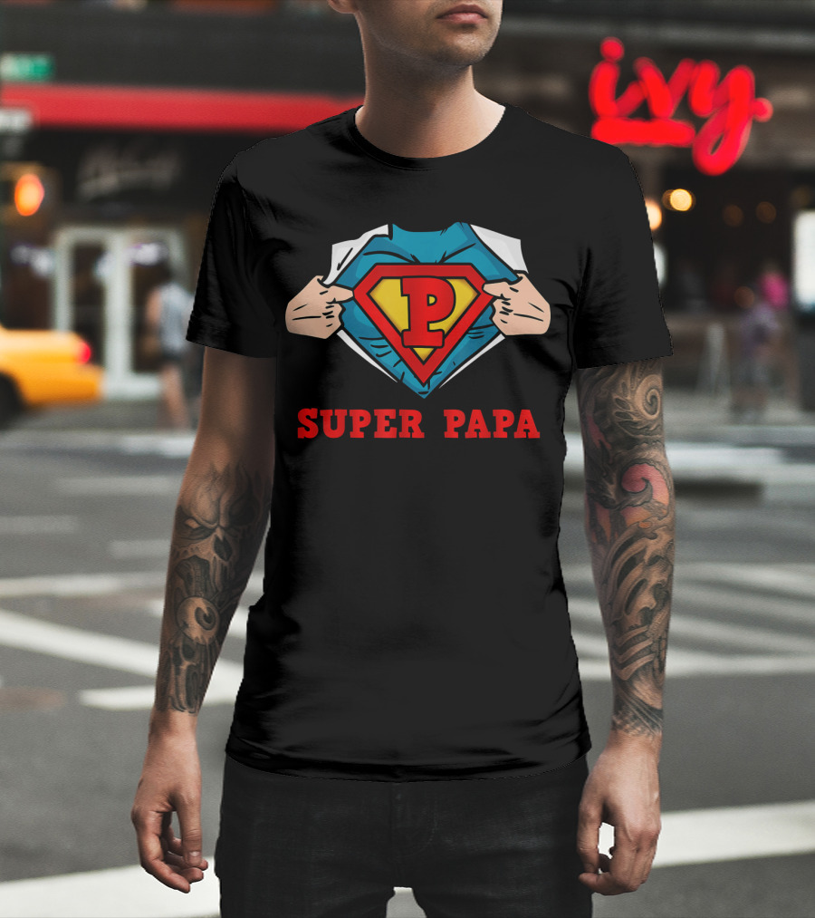 SUPERHERO SUPER PAPA P T-Shirt