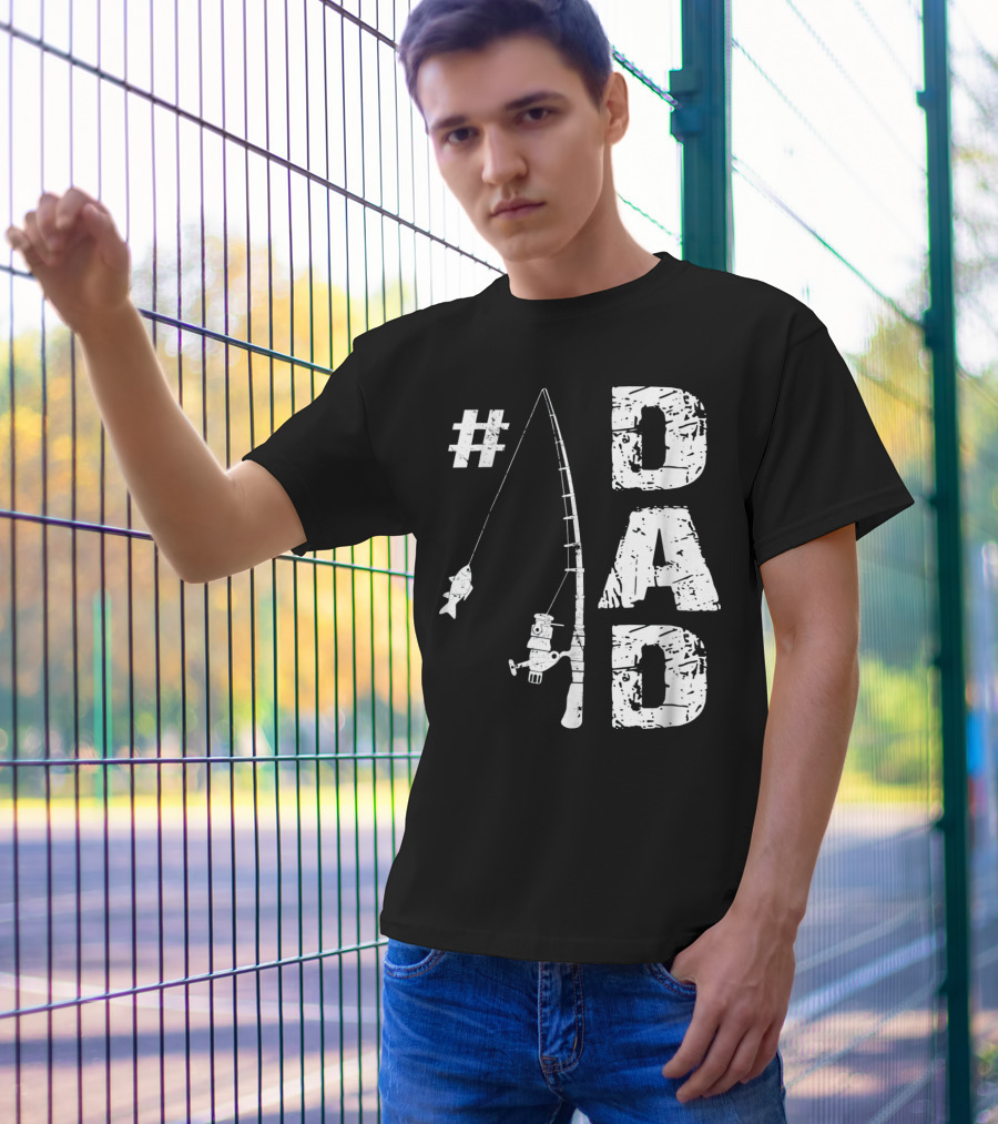 1 Dad Fishing Rod Catching Fish T-Shirt