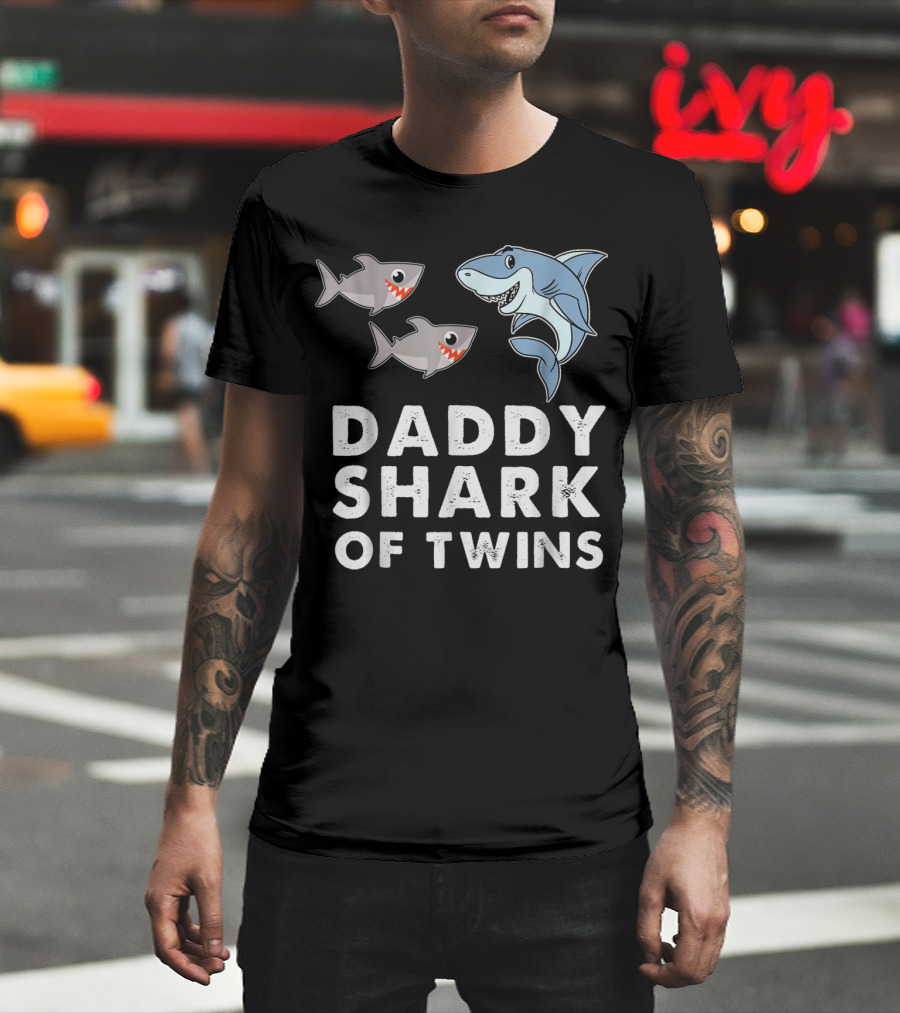 Daddy Shark Of Twins T-Shirt