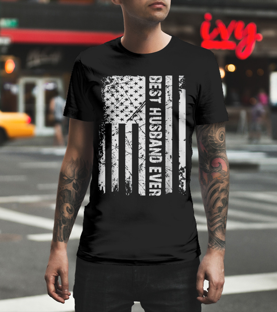 Best Husband Ever Distressed American Flag T-Shirt