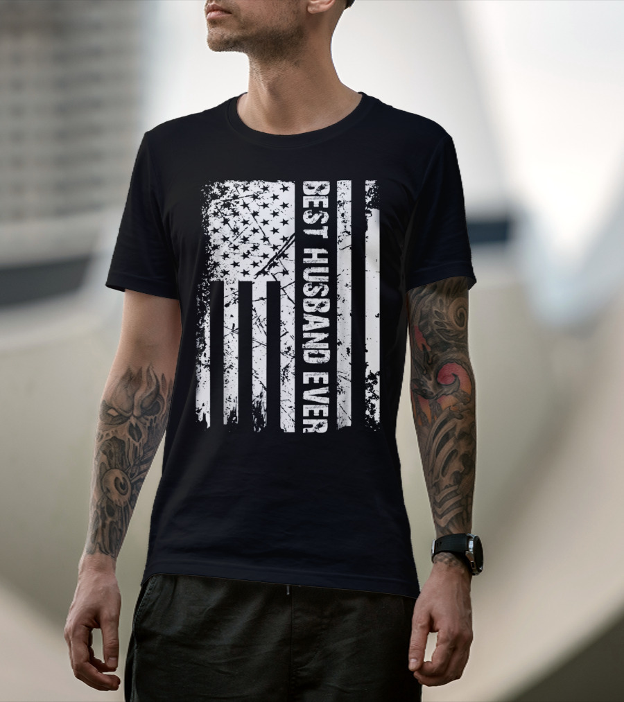 Best Husband Ever Distressed American Flag T-Shirt