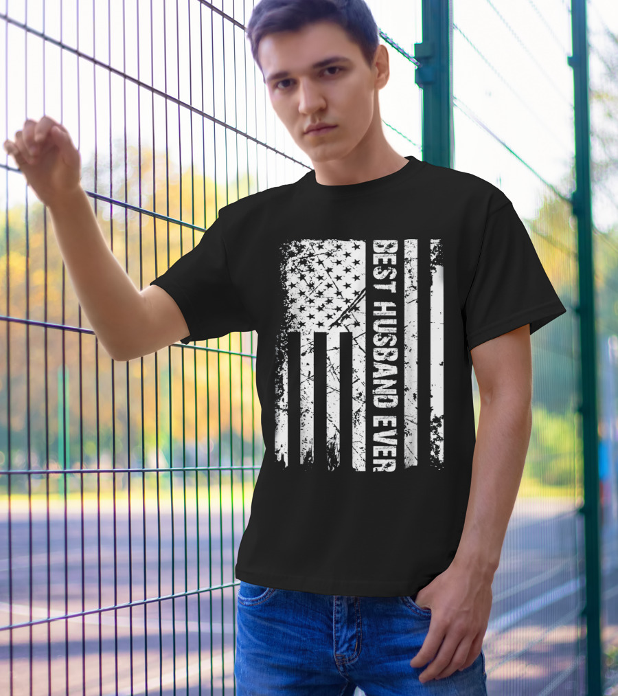 Best Husband Ever Distressed American Flag T-Shirt