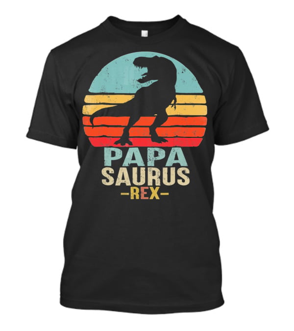 Papasaurus Rex Dinosaur Silhouette Retro T-Shirt