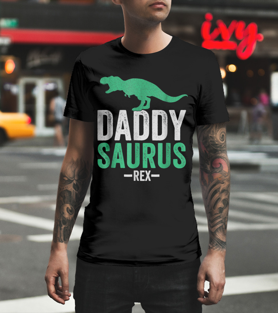 Daddysaurus Rex Funny Dad Mens Dinosaur T-Shirt