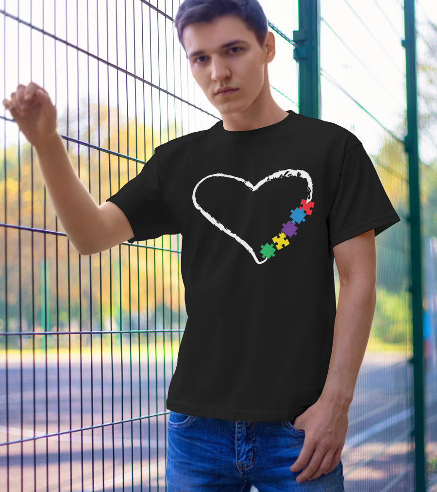 Autism Awareness Heart With Puzzle Pieces T-Shirt
