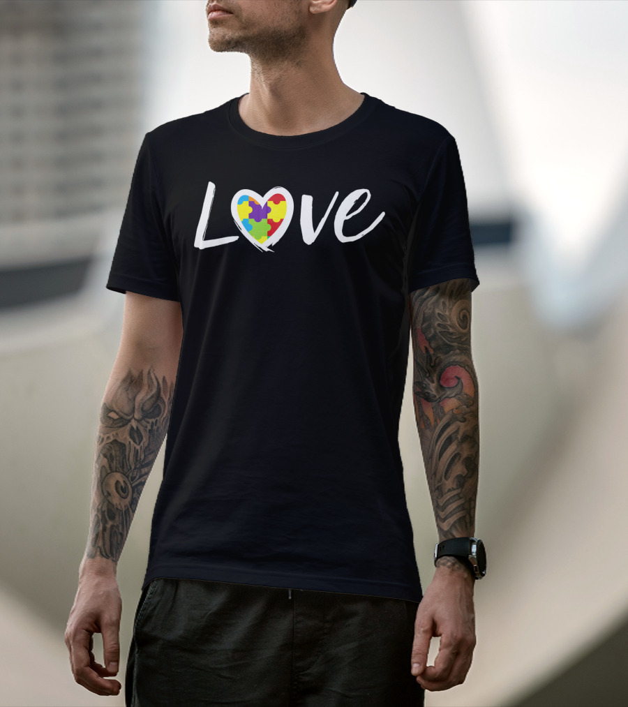 Autism Awareness Puzzle Heart Love T-Shirt