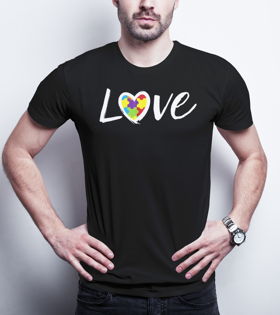 Autism Awareness Puzzle Heart Love T-Shirt