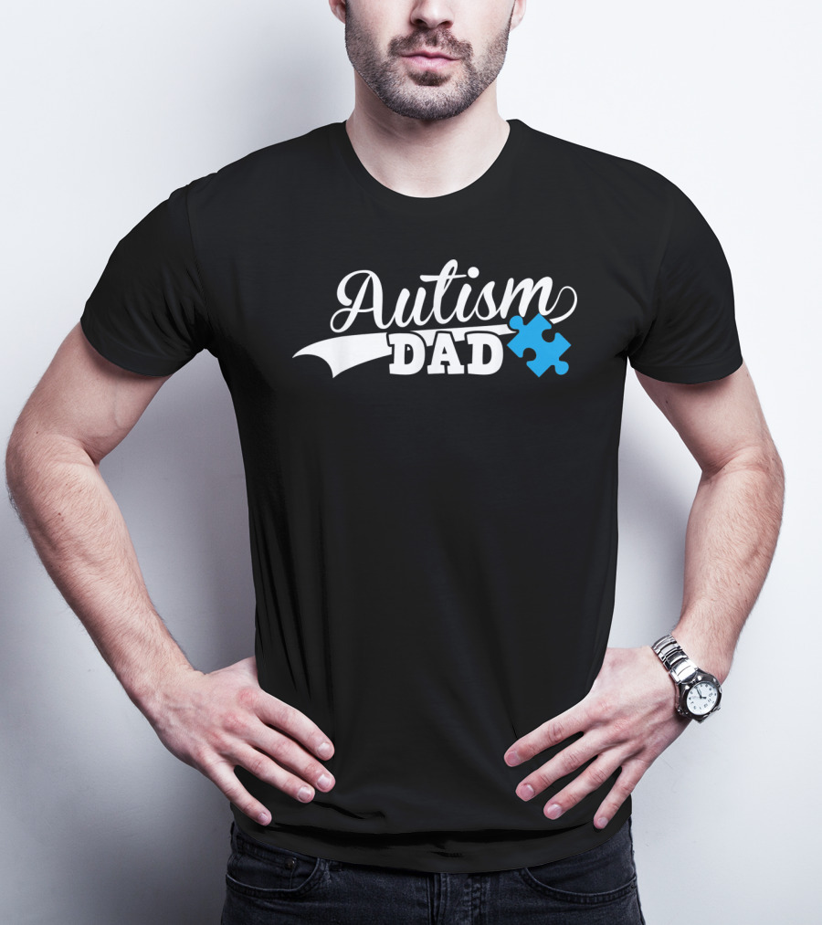 Autism Dad Awareness Puzzle Piece Support T-Shirt