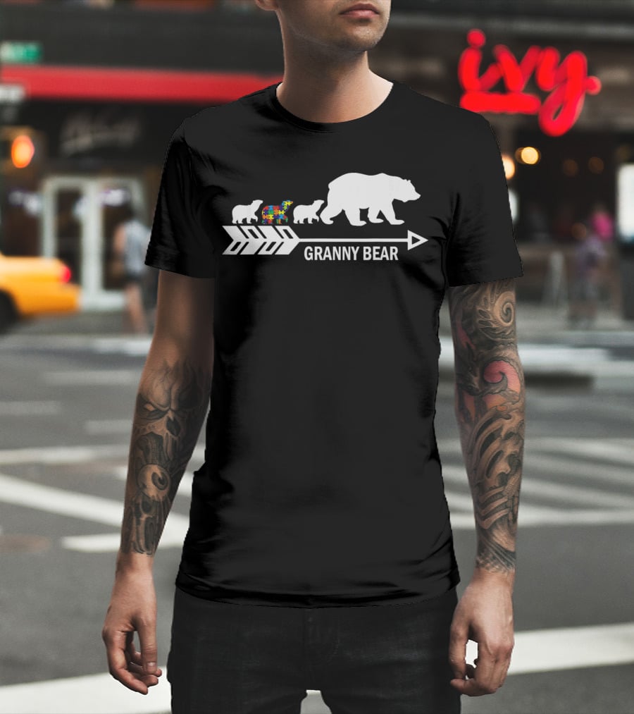 Granny Bear Autism Awareness Bear Family Arrow T-Shirt