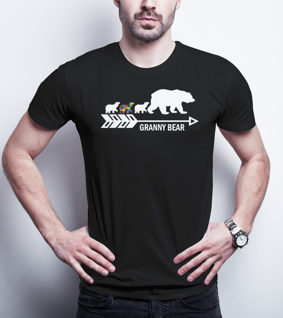 Granny Bear Autism Awareness Bear Family Arrow T-Shirt