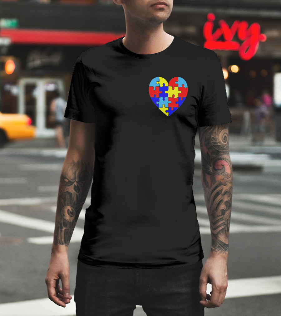 Autism Awareness Heart Love Parent Puzzle T-Shirt
