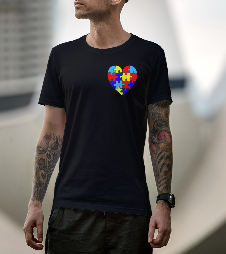 Autism Awareness Heart Love Parent Puzzle T-Shirt