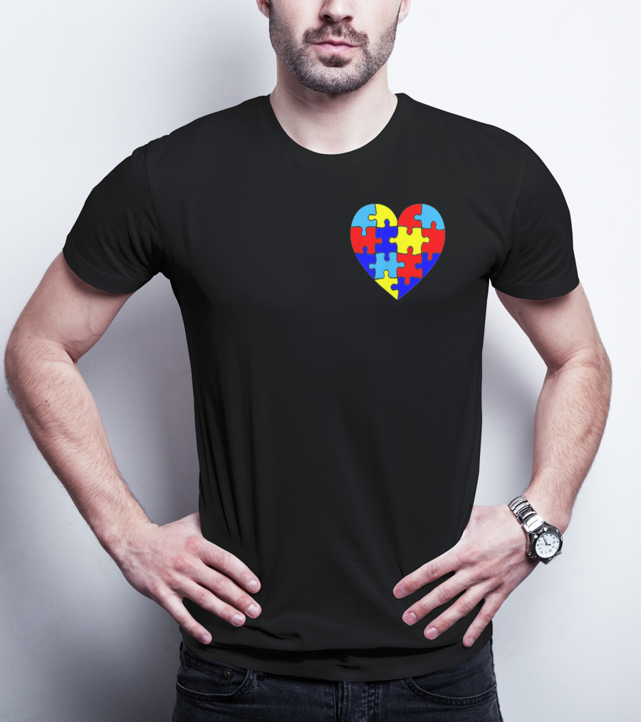 Autism Awareness Heart Love Parent Puzzle T-Shirt