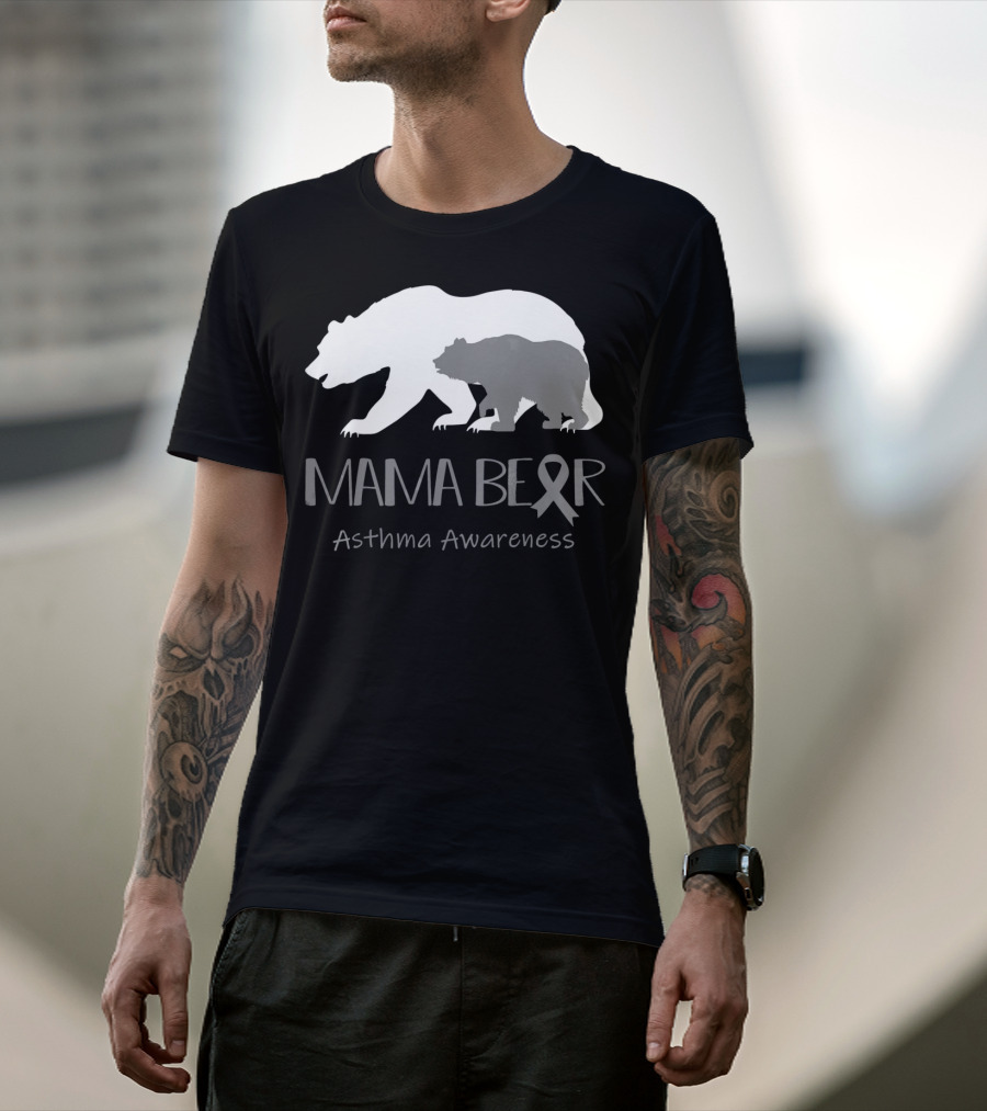 Mama Bear Asthma Awareness Ribbon T-Shirt