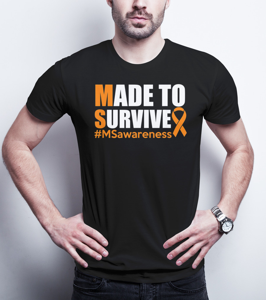 Made To Survive MS Awareness Ribbon Hashtag T-Shirt