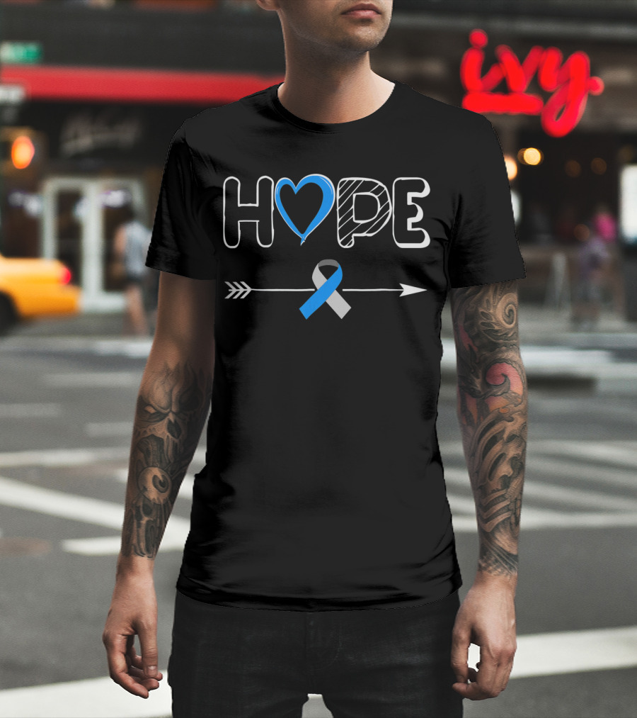 Hope Blue Ribbon Type 1 Diabetes Awareness T-Shirt