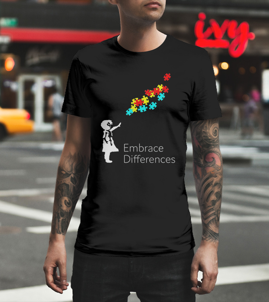 Embrace Differences Autism Puzzle Piece Awareness T-Shirt